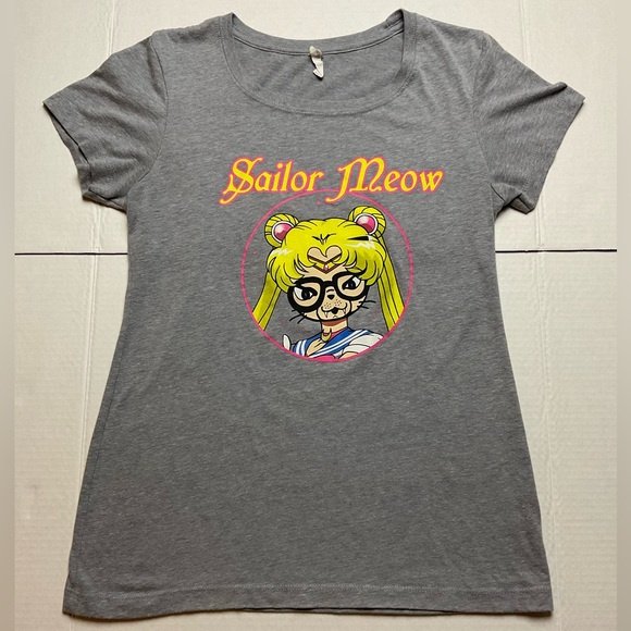 Sailor Moon | Tops | Sailor Meow Cat Sailor Moon Womens M Gray Graphic ...